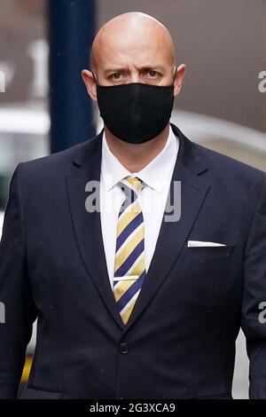 West Mercia Police constable Benjamin Monk (left) arrives at Birmingham ...