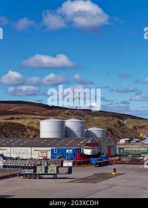 Peterson Quay at the Greenhead Base in the Shetland Islands with the ...