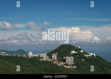 Luxury housing on Mount Kellett, to the south of Victoria Peak, Hong ...