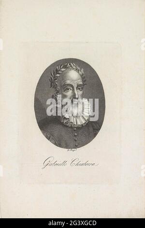 A portrait of Italian poet Gabriello Chiabrera created by Ottavio Leoni ...