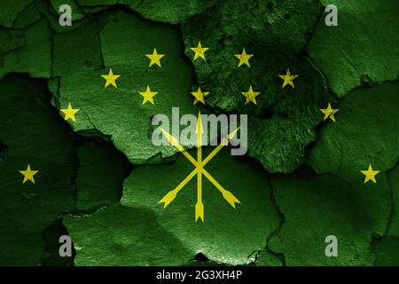 flag of Adygea Republic painted on cracked wall Stock Photo - Alamy