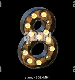 Light bulbs font Number 8 EIGHT 3D render illustration isolated on ...