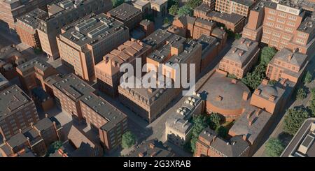 3D illustration bird's eye view of the cityscape Stock Photo - Alamy