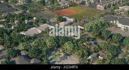 3D illustration bird's eye view of the cityscape Stock Photo - Alamy