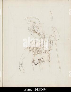 Pallas Athena in armor. Leaf 12 recto from a sketchbook with 30 sheets ...