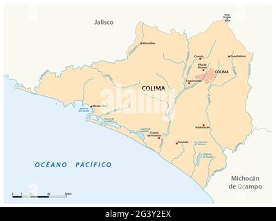 Vector map of the Mexican state of Colima Stock Photo - Alamy