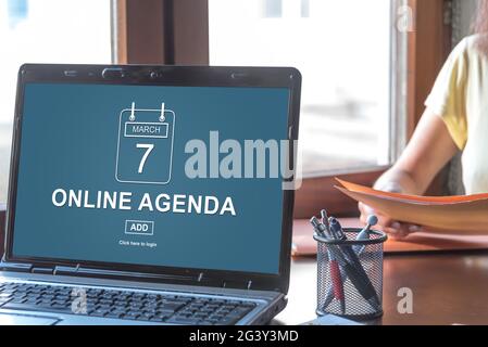 Laptop screen displaying an online agenda concept Stock Photo - Alamy