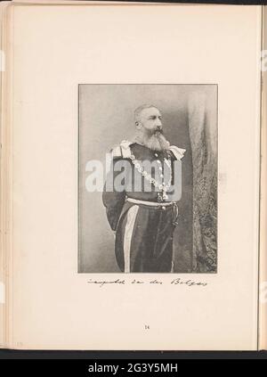 A regal portrait of King Leopold II, shown in his imperial coronation ...