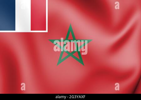 3D Merchant Flag of French protectorate in Morocco (1919-1946). 3D ...