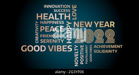 2022 Happy New year positive words and vibes Stock Photo - Alamy