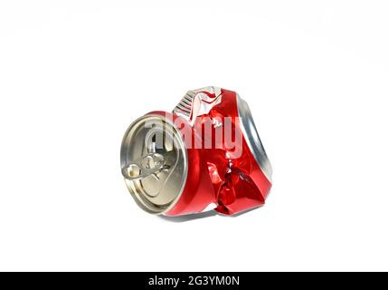 Empty crumpled can from a sweet carbonated drink. Aluminum can trash ...