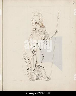 Pallas Athena in armor. Leaf 12 recto from a sketchbook with 30 sheets ...