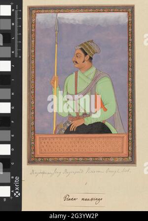 Portrait of Raja Man Sing Rajput, who has been a sight of Aurangzeb, c ...