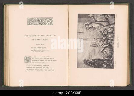 Photo production of a drawing, representing King Arthur beats the giant ...