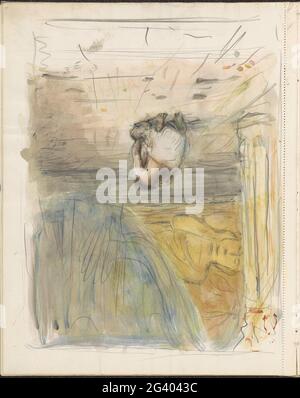 Kneeling figure in an image of a sleeping Buddha, 1931 The Buddha is ...