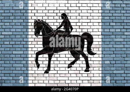 flag of Coventry painted on brick wall Stock Photo - Alamy