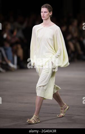 Model Atty Mitchell walks on the runway during the Louis Vuitton ...