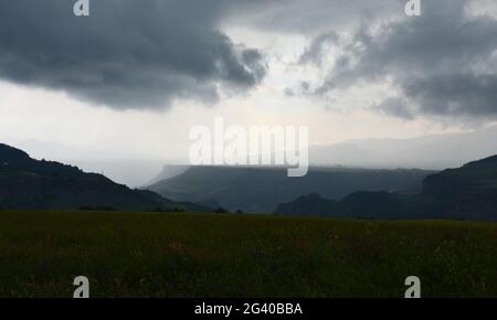 Fields and meadows before thunderstorm Stock Photo - Alamy
