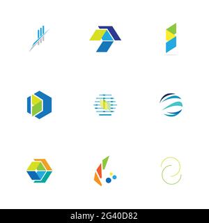 Finance technologi logo set illustration design template Stock Vector ...