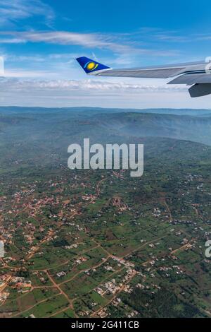 A Rwandair aircraft at Kigali International Airport. The airport is the ...