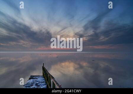 Sunset on the dike, Cappel, Lower Saxony, Germany Stock Photo - Alamy