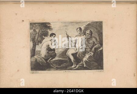 Music competition between Apollo and Pan. In the middle, Apollo with ...