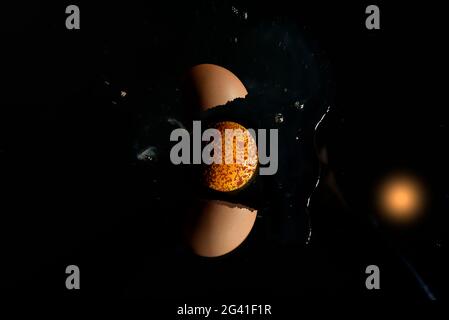 full egg moon back on silhouette Iron fence on night sky, Elements of ...