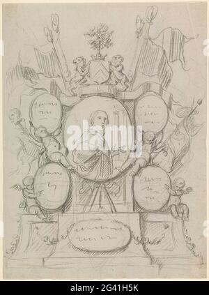 Grave monument with putti, medallion and weapons, anonymous, 1650 ...