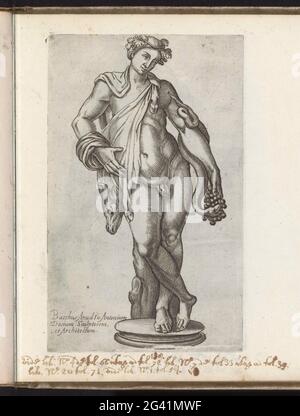 Sculpture of Bacchus; Sculptures from ancient times. Caption in Latin ...
