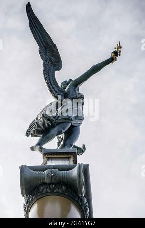 Angel on Top of a Column on the Cechuv Most Bridge in Prague Stock ...