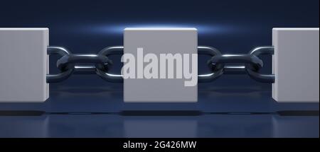 A blockchain symbol wide banner. 3D illustration Stock Photo - Alamy
