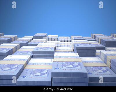 Malaysia Currency (MYR); Stack of Ringgit Malaysia bank note with ...