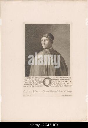 Portrait of agnolo poliziano; Portraits of famous Italians in ovals ...
