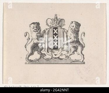 Vignet with the coat of arms of the city of Amsterdam. The coat of arms ...
