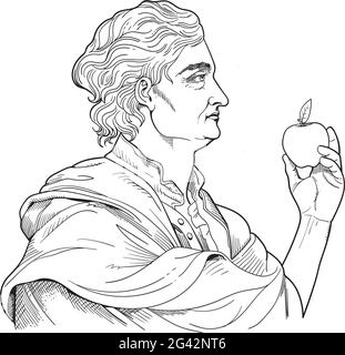 Isaac Newton line art style portrait. Vector Stock Vector Image & Art ...