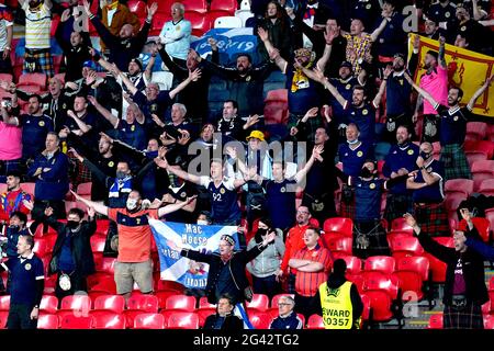 Scotland fans react in the stands during the FIFA World Cup Group C ...