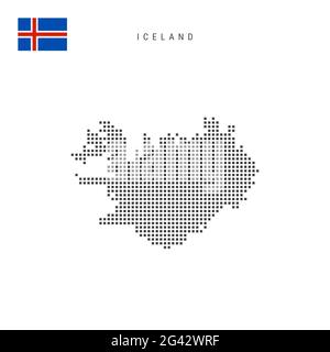 Square dots pattern map of Iceland. Dotted pixel map with national flag ...
