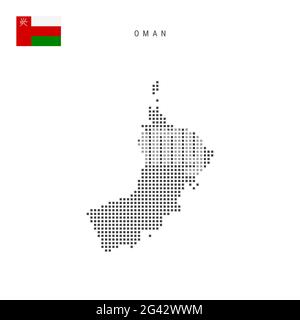 Square dots pattern map of Oman. Dotted pixel map with national flag ...