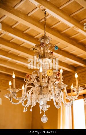 beautiful chandelier on the ceiling Stock Photo - Alamy
