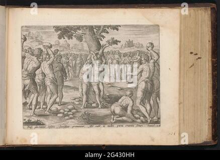 Stoning of the elders; History of Susanna. The two elders are bound to ...