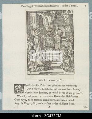 Zechariah in the temple. The angel Gabriel speaks to Zechariah and the ...