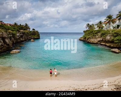 Playa Lagun Beach Cliff Curacao, beautiful tropical bay with white sand ...