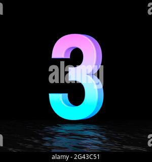 Cyan magenta font Number 3 THREE 3D render illustration isolated on ...