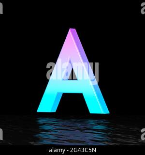 Cyan magenta font Letter I 3D render illustration isolated on black ...