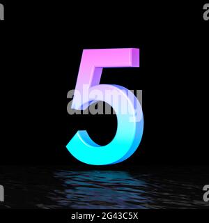Cyan magenta font Number 5 FIVE 3D render illustration isolated on ...