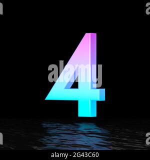 Cyan magenta font Number 4 FOUR 3D render illustration isolated on ...