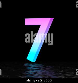 Cyan magenta font Number 7 SEVEN 3D render illustration isolated on ...