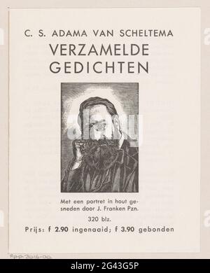 Portrait of Carel Steven Adama van Scheltema, Anonymous, 1897 - 1949 photomechanical print ...