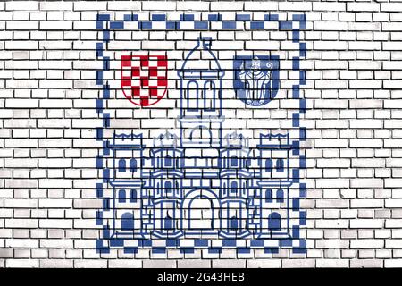 Flag of Split painted on brick wall Stock Photo - Alamy