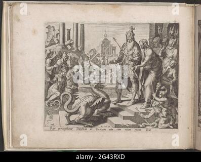 Daniel feeds the dragon; History of Daniel, bell and the dragon. King ...